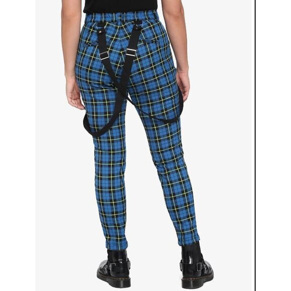 Hot Topic | Pants & Jumpsuits | Nwt Hot Topic M Green Plaid Suspender ...